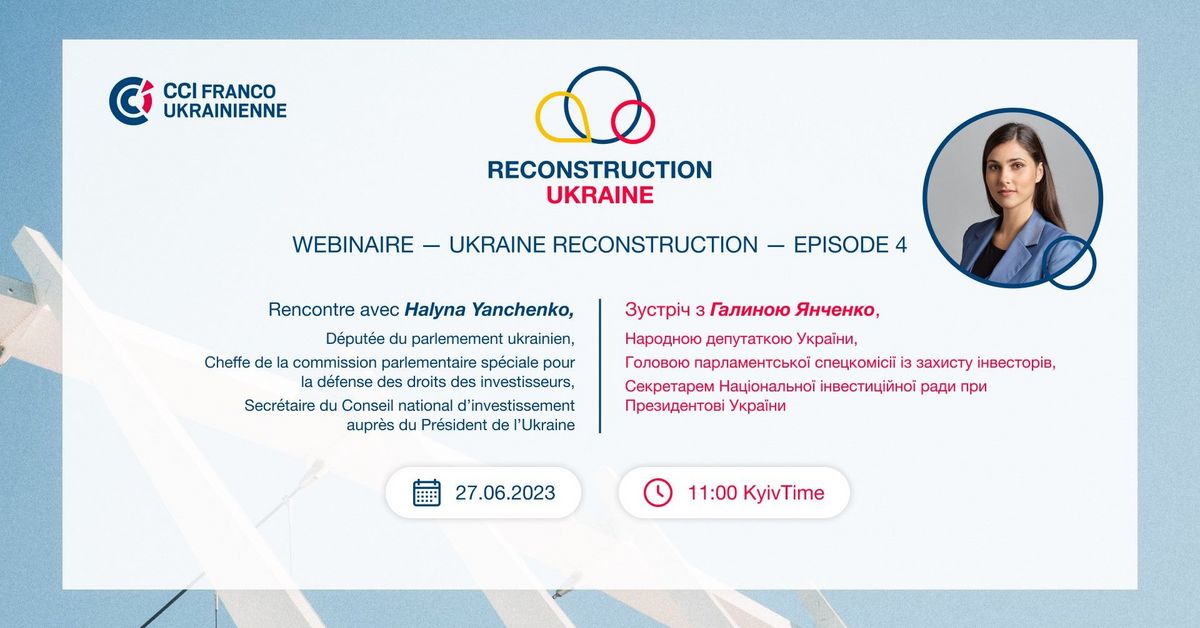 Webinar CCI France Ukraine : meeting with Halyna Yanchenko, Member of ...